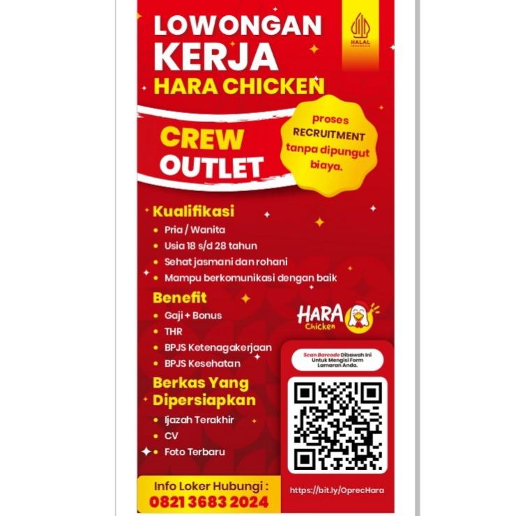 Lowongan Kerja Crew Outlet di Hara Chicken - LokerJogja.ID