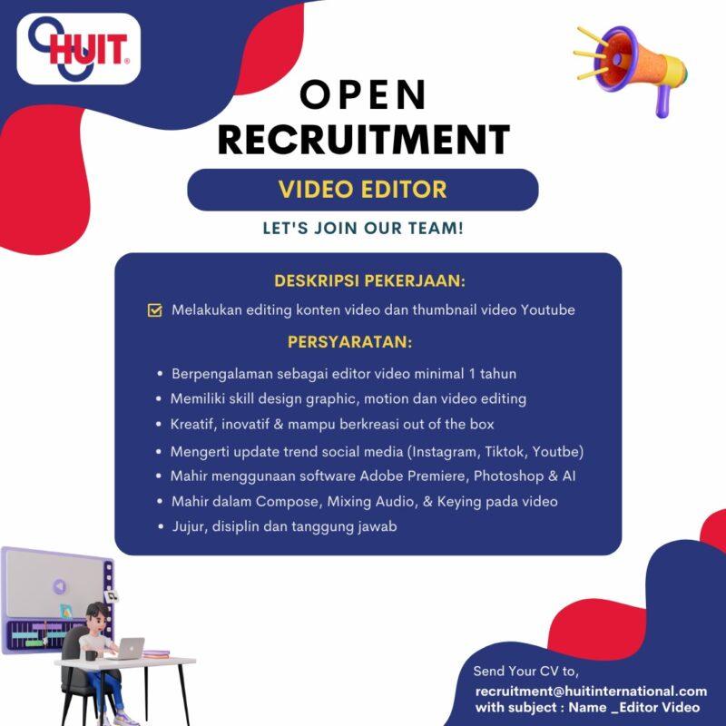 Lowongan Kerja Video Editor - Dubber Animasi Anak di PT. Huit ...