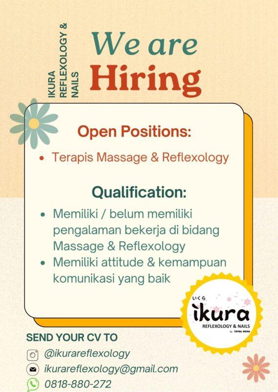 Lowongan Kerja Terapis Massage & Reflexology di Ikura Reflexology & Nails - LokerJogja.ID