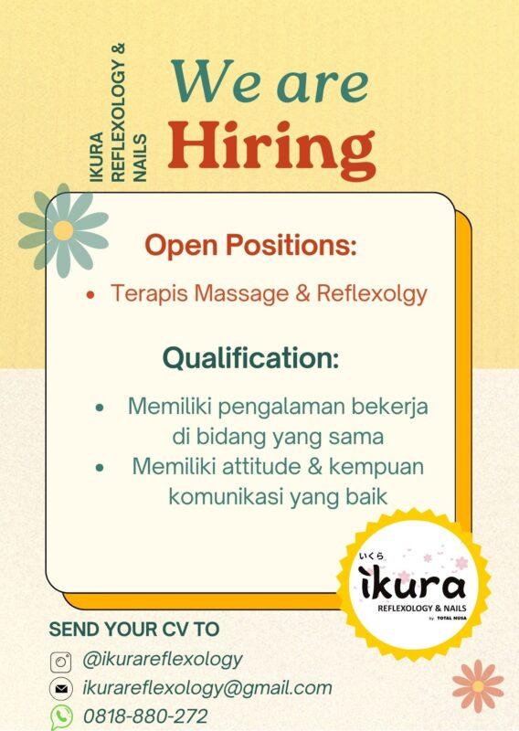Lowongan Kerja Terapis Massage & Reflexology di Ikura Reflexology & Nails - LokerJogja.ID