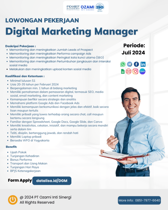 Lowongan Kerja Digital Marketing Manager di Indobot Academy - LokerJogja.ID