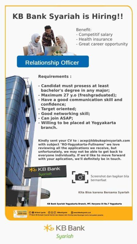 Lowongan Kerja Relationship Officer di KB Bank Syariah KC Yogyakarta - LokerJogja.ID