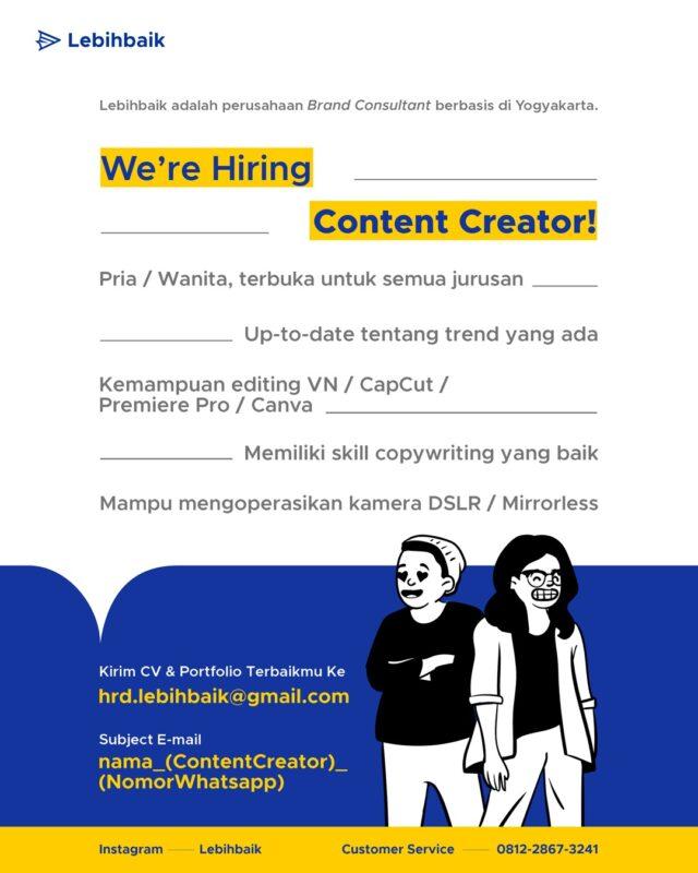 Lowongan Kerja Content Creator di Lebihbaik - LokerJogja.ID