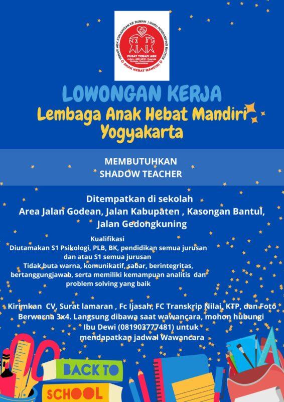 Lowongan Kerja Shadow Teacher di Sekolah di Lembaga Anak Hebat Mandiri ...