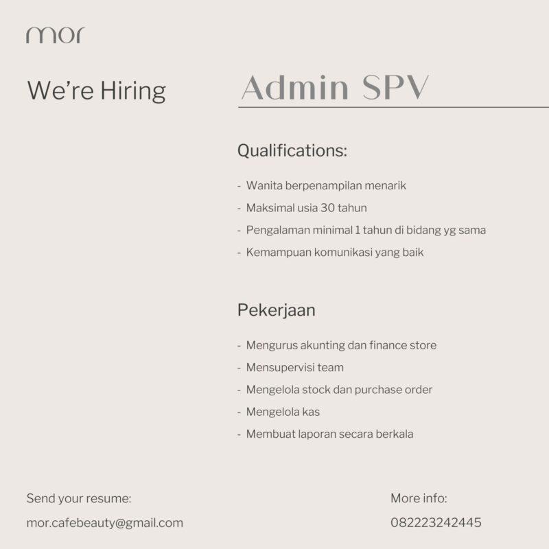 Lowongan Kerja Admin SPV di MOR Beauty - LokerJogja.ID