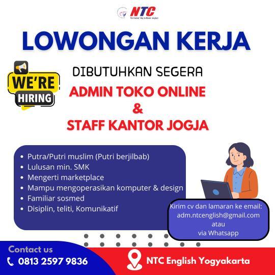 Lowongan Kerja Admin Toko Online - Staff Kantor Jogja di NTC Yogyakarta - LokerJogja.ID