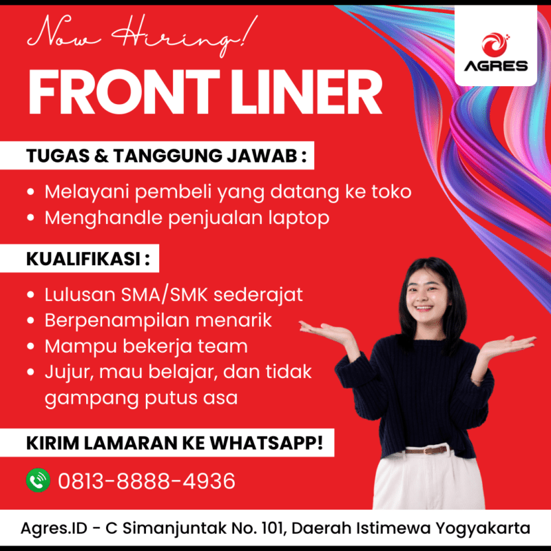 Lowongan Kerja Frontliner di PT. Agres Jogja Teknologi - LokerJogja.ID