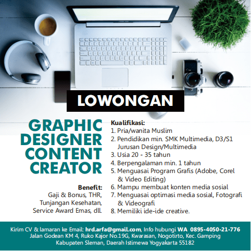 Lowongan Kerja Graphic Designer Content Creator di PT. Arfa Sukses Mulia - LokerJogja.ID