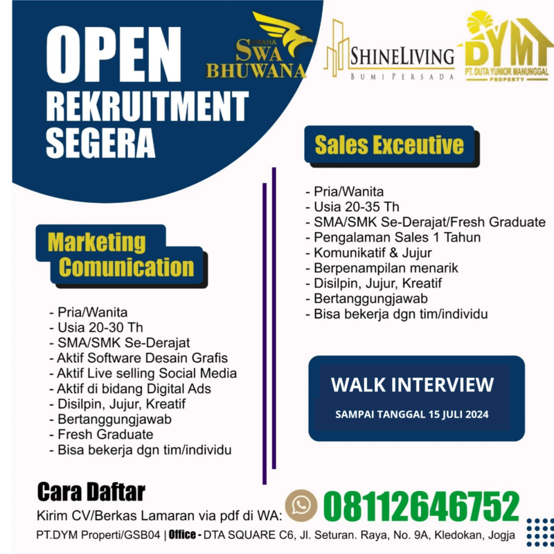 Lowongan Kerja Marketing Communication - Sales Executive di PT. Duta Yunior Manunggal ...