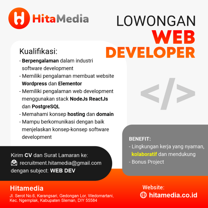 Lowongan Kerja Web Developer di PT. Hitamedia Inovasi Hutama ...
