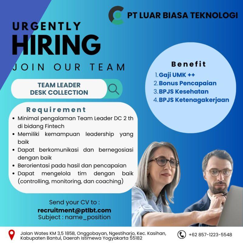 Lowongan Kerja Team Leader Desk Collection - Desk Collection ...