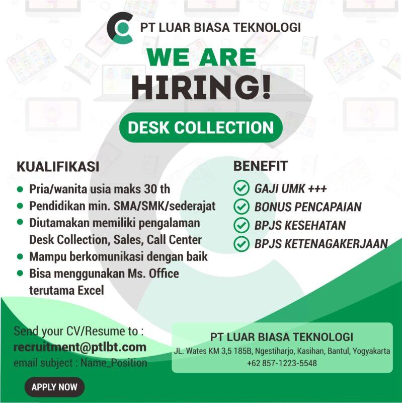 Lowongan Kerja Desk Collection di PT. Luar Biasa Teknologi - LokerJogja.ID