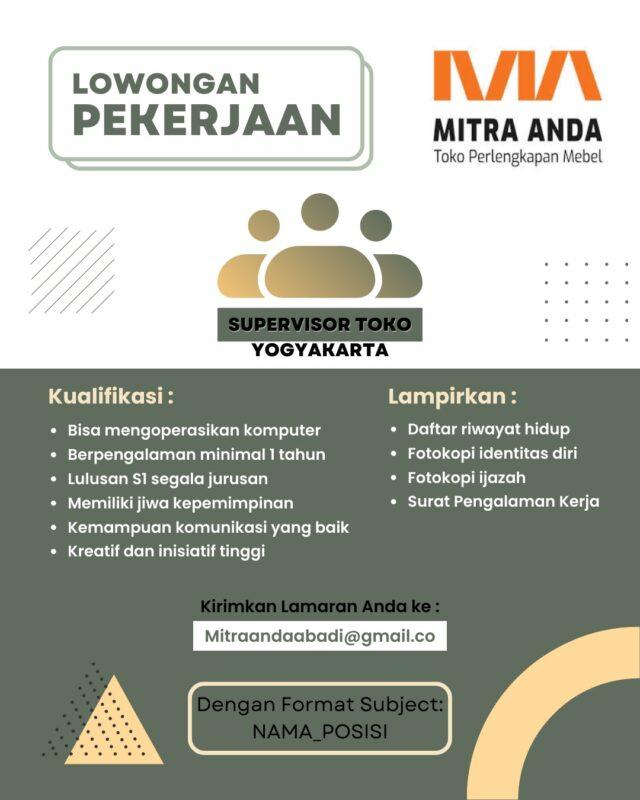 Lowongan Kerja Supervisor Toko - Staff Gudang - Pramuniaga di Mitra ...