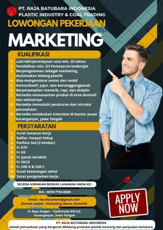 Lowongan Kerja Marketing di PT. Raja Batubara Indonesia - LokerJogja.ID
