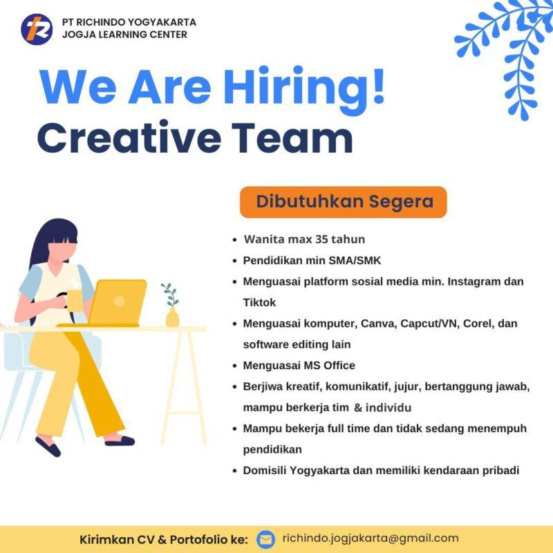 Lowongan Kerja Creative Team di PT. Richindo Yogyakarta - LokerJogja.ID