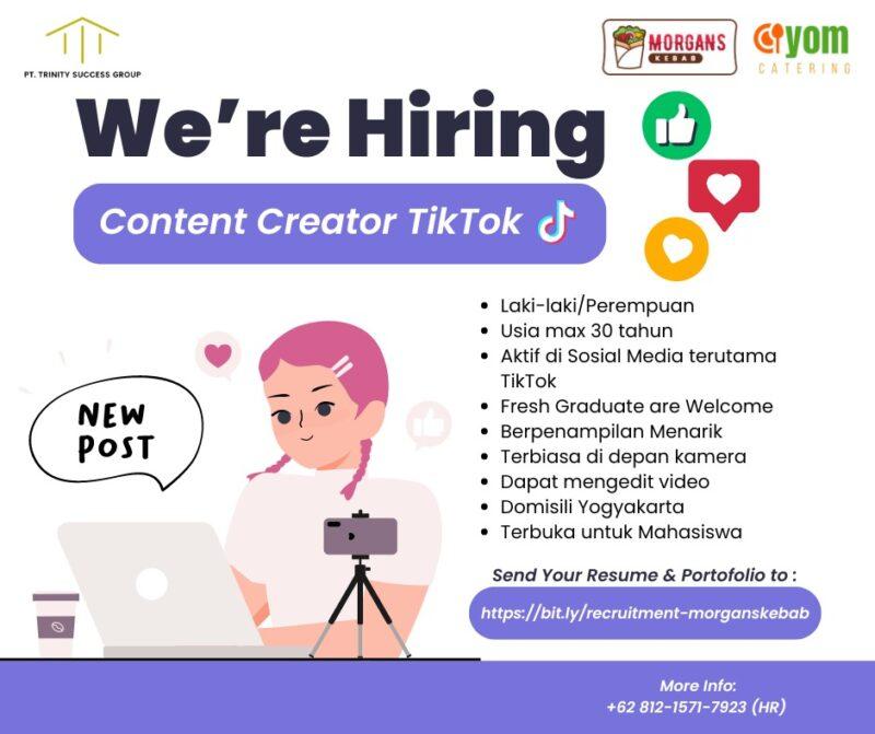 Lowongan Kerja Content Creator di PT. Trinity Success Group (Morgans Kebab) - LokerJogja.ID