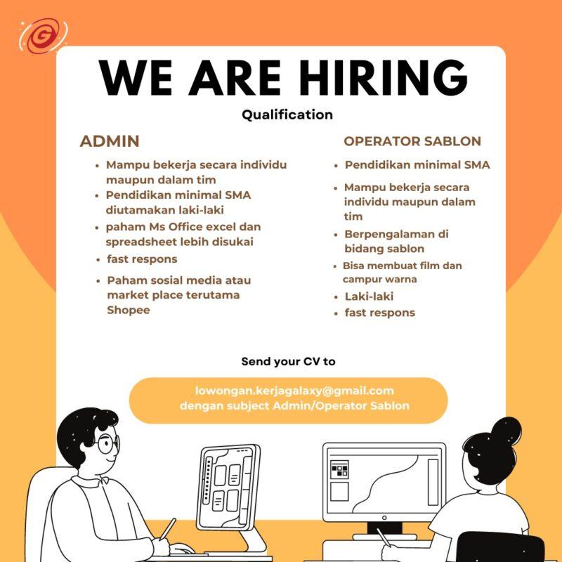 Lowongan Kerja Admin - Operator Sablon di Penerbit Galaxy - LokerJogja.ID