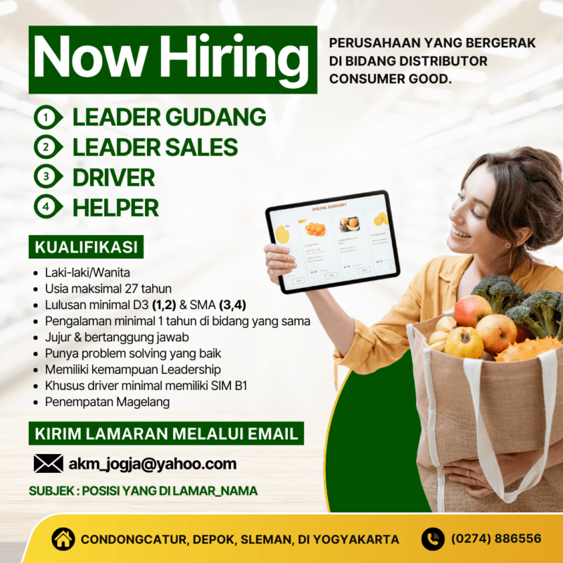 Lowongan Kerja Leader Gudang - Leader Sales- Driver - Helper di ...