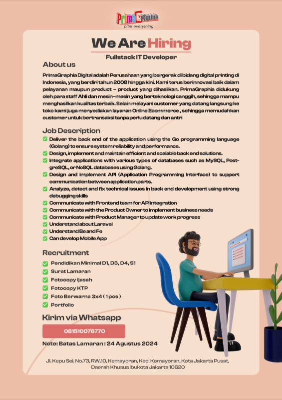 Lowongan Kerja Fullstack IT Developer di Primagraphia - LokerJogja.ID