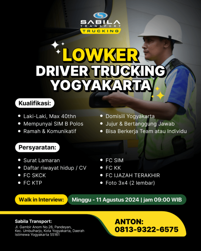 Lowongan Kerja Driver Trucking di Sabila Trucking - LokerJogja.ID