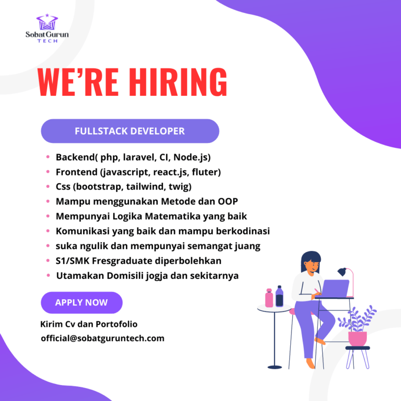 Lowongan Kerja Fullstack Developer di Sobat Gurun Tech - LokerJogja.ID Lowongan Kerja Fullstack Developer di Sobat Gurun Tech - LokerJogja.ID