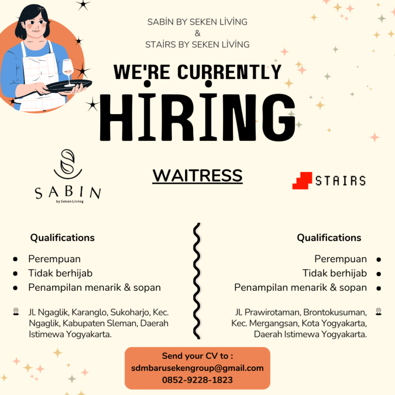 Lowongan Kerja Waitress (Server Perempuan) di Sabin By Seken Living ...