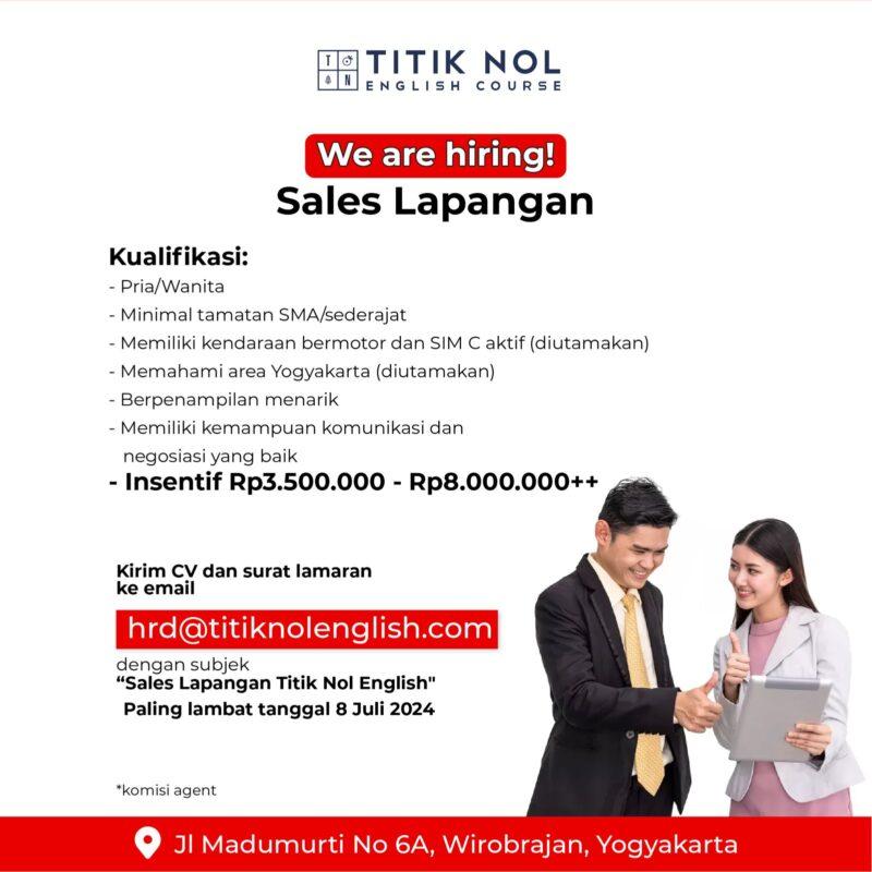Lowongan Kerja Sales Lapangan di Titik Nol English Yogyakarta - LokerJogja.ID