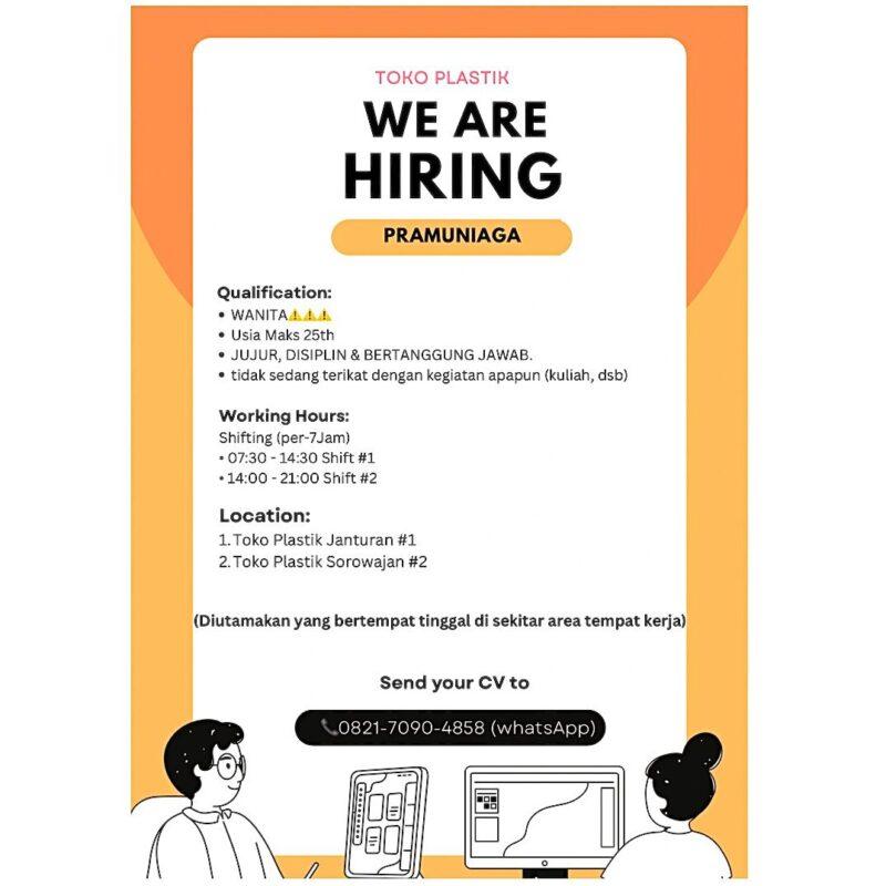 Lowongan Kerja Pramuniaga di Toko Plastik Molek - LokerJogja.ID