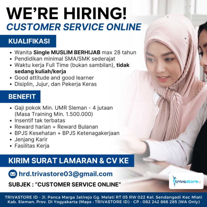 Lowongan Kerja Customer Service Online di Trivastore - LokerJogja.ID