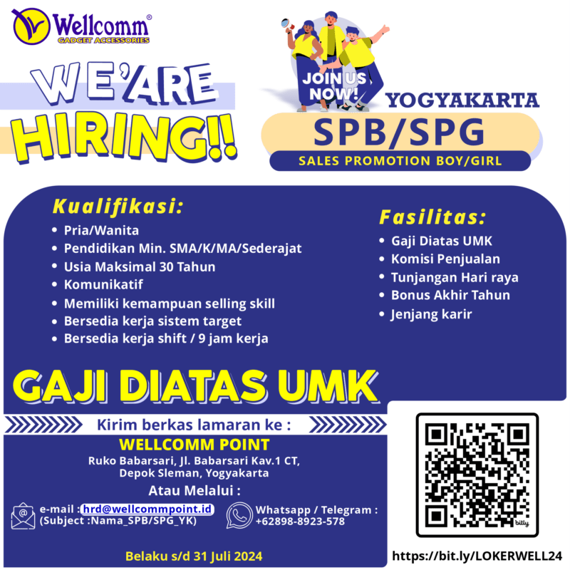 Lowongan Kerja SPB/SPG - Marketing di Wellcomm Point - LokerJogja.ID