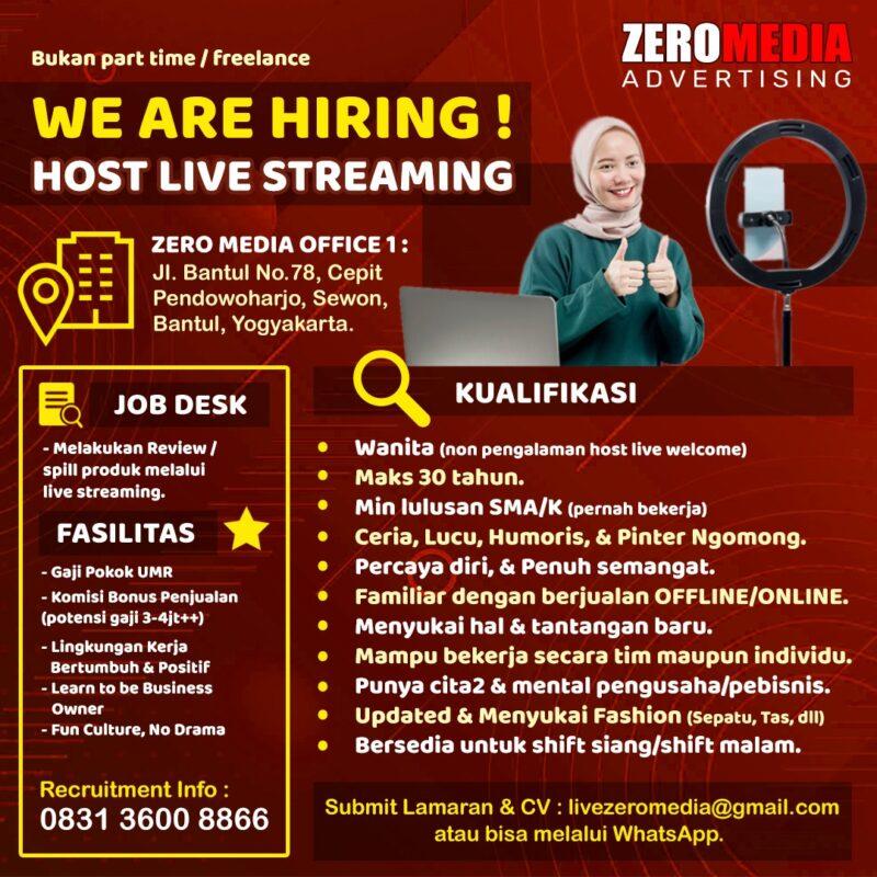 Lowongan Kerja Host Live Streaming di Zero Media Advertising ...