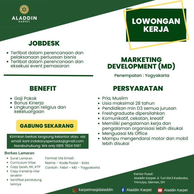 Lowongan Kerja Marketing Development (MD) di Aladdin Karpet - LokerJogja.ID
