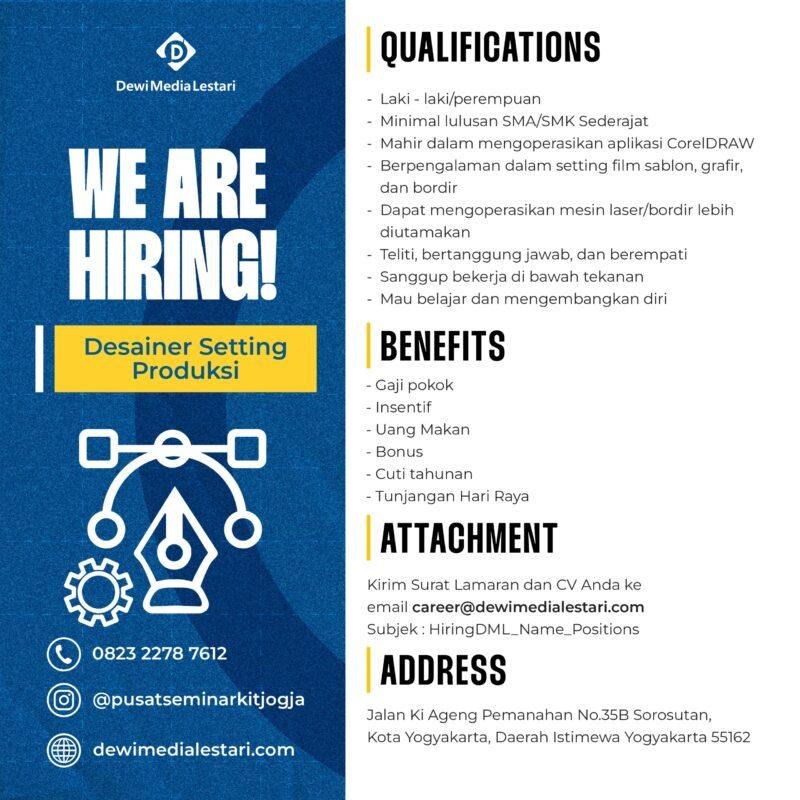 Lowongan Kerja Desainer Setting Produksi - Desainer Setting Cetak di CV ...