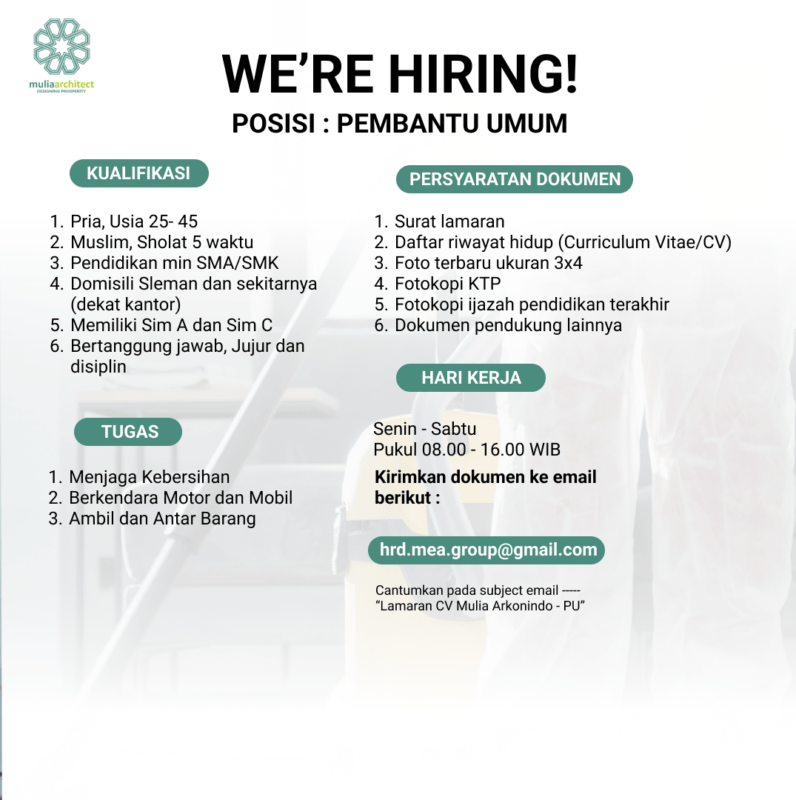 Lowongan Kerja Pembantu Umum - Staf Admin Keuangan & Pajak di CV. Mulia ...