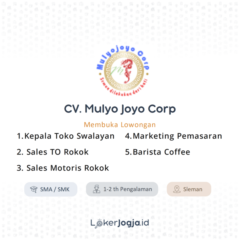 Lowongan Kerja Kepala Toko Swalayan - Sales TO Rokok - Sales Motoris ...