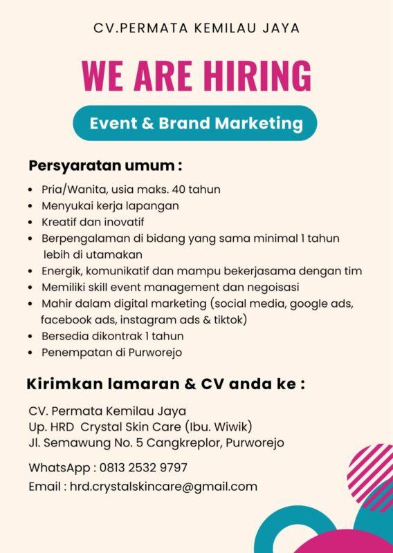 Lowongan Kerja Event & Brand Marketing - Sales & Strategic Marketing ...