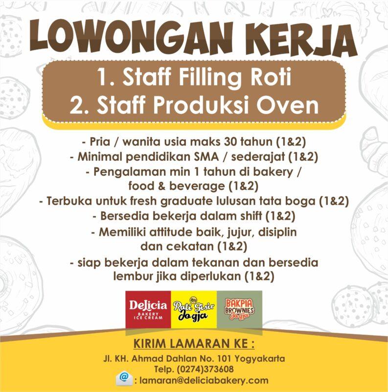 Lowongan Kerja Staff Filling Roti - Staff Produksi Oven di Delicia ...