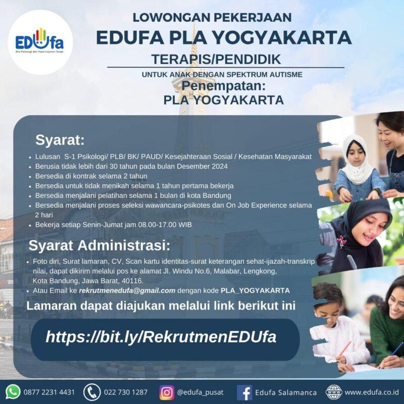 Lowongan Kerja Behavior Therapist di EDUFA Yogyakarta - LokerJogja.ID