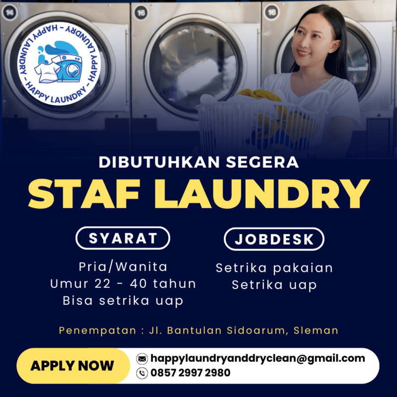 Lowongan Kerja Staf Laundry di Happy Laundry - LokerJogja.ID