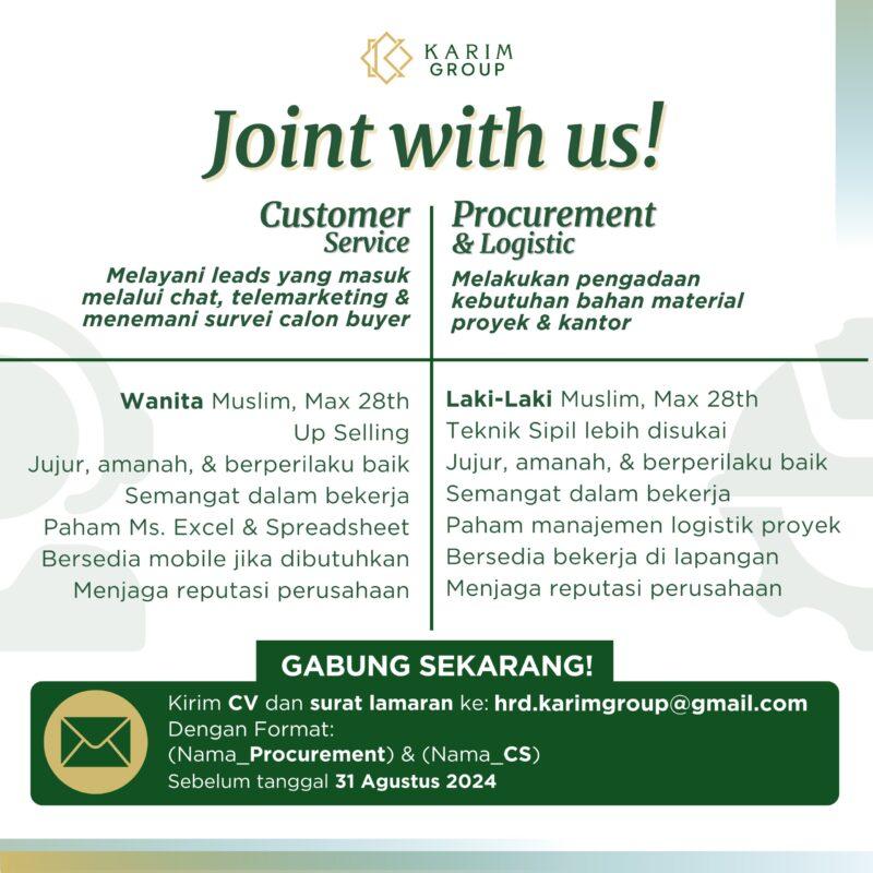 Lowongan Kerja Customer Service - Procurement & Logistic di Karim Group ...