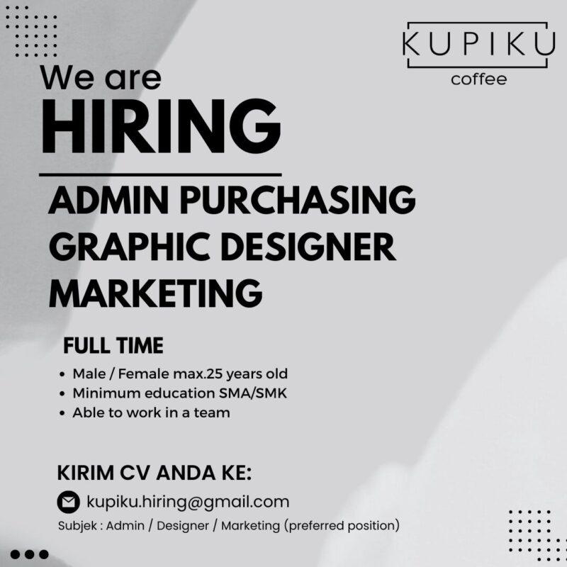 Lowongan Kerja Admin Purchasing - Graphic Designer - Marketing di ...