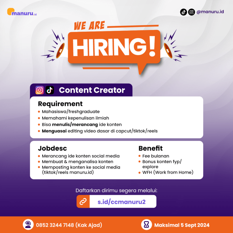 Lowongan Kerja Content Creator di Manuru.id - LokerJogja.ID