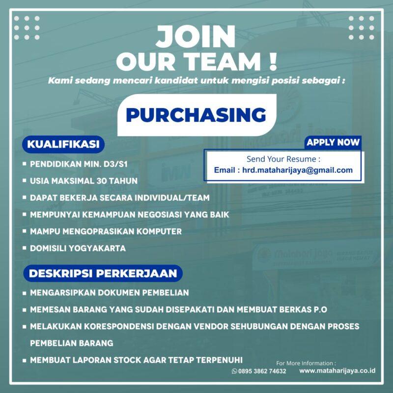 Lowongan Kerja Purchasing - Driver Gudang di Matahari Jaya - LokerJogja.ID