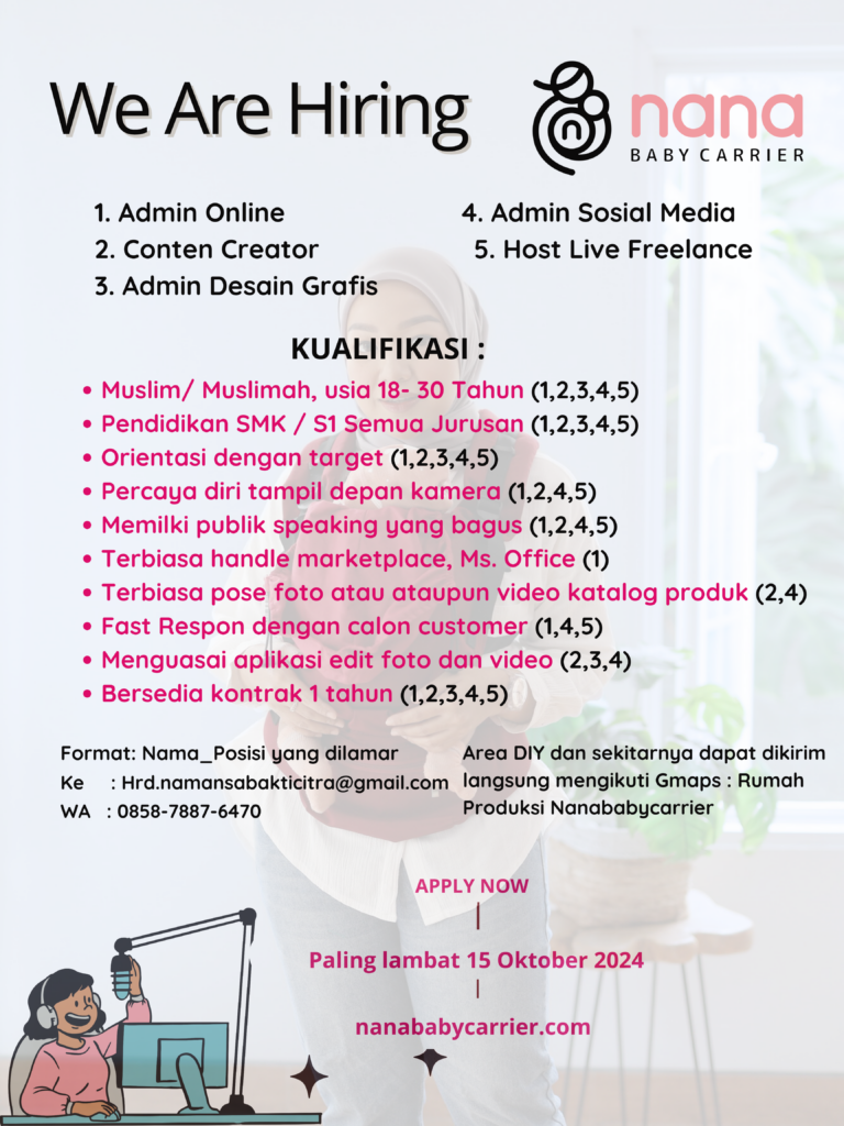 Lowongan Kerja Admin Online - Content Creator - Adm. Desain Grafis - Adm. Sosmed - Host Live ...