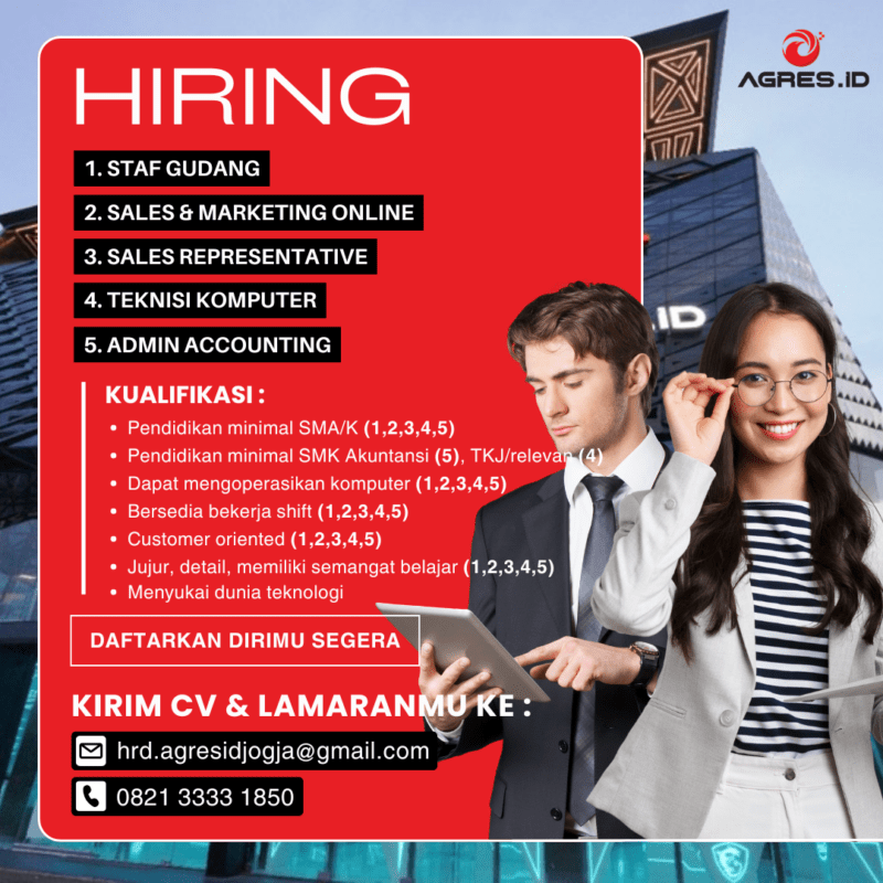 Lowongan Kerja Staf Gudang - Sales & Marketing Online - Sales Representative - Teknisi Komputer ...