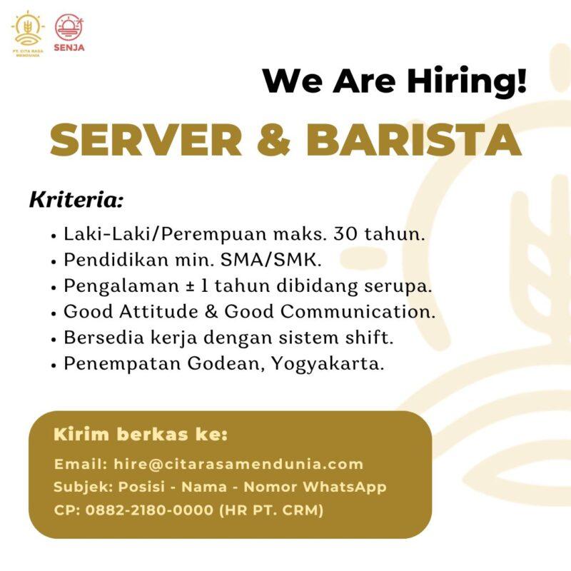 Lowongan Kerja Server - Barista di PT. Cita Rasa Mendunia - LokerJogja.ID