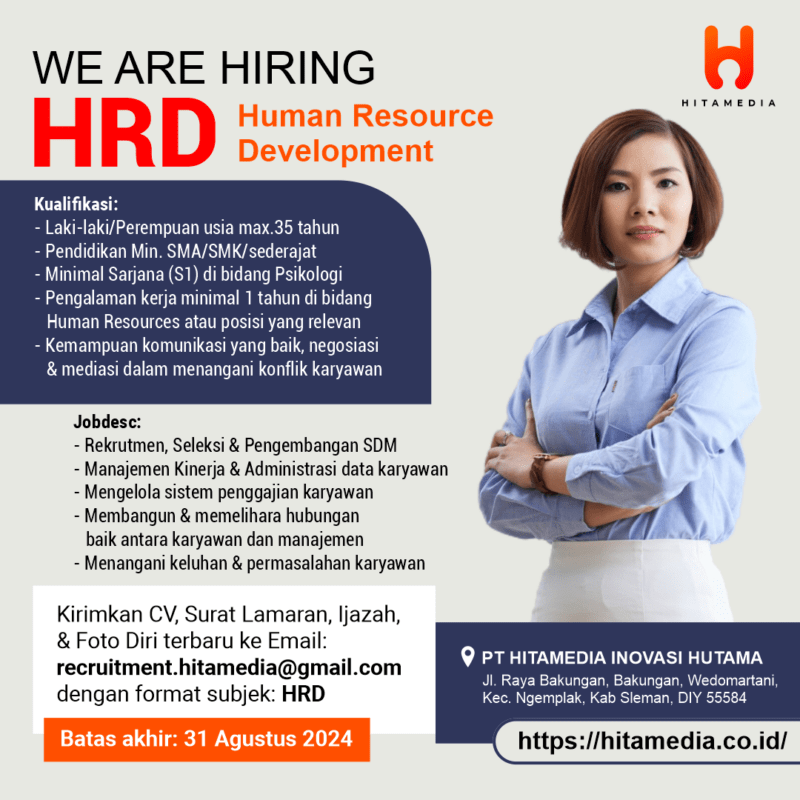 Lowongan Kerja HRD di PT. Hitamedia Inovasi Hutama - LokerJogja.ID