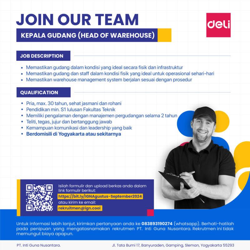 Lowongan Kerja Kepala Gudang - Sales Executive - Admin Purchasing - Marketing Support - Admin ...