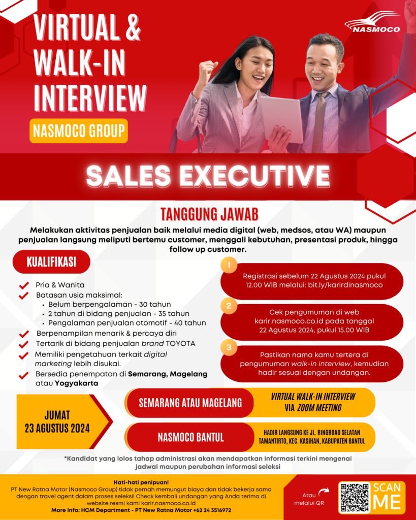 Lowongan Kerja Sales Executive di PT. New Ratna Motor (Nasmoco ...