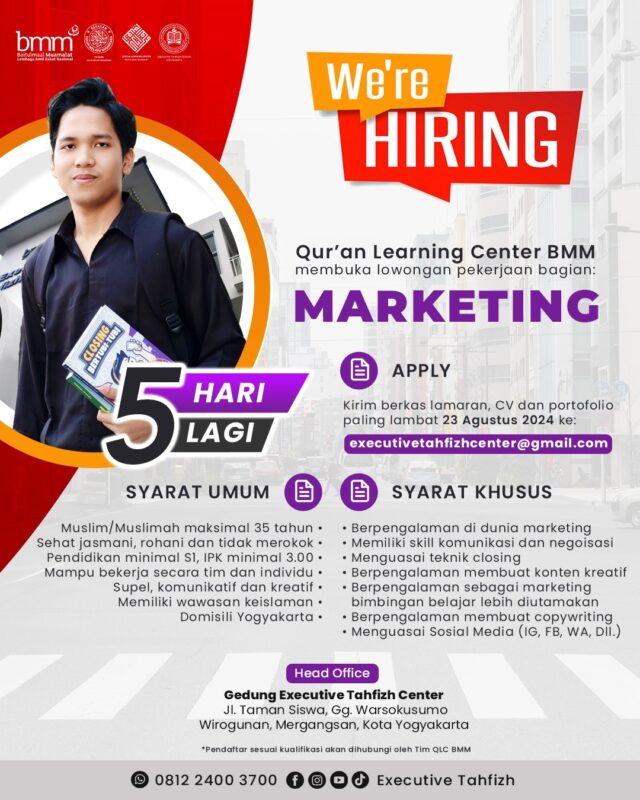Lowongan Kerja Marketing di Qur'an Learning Center BMM - LokerJogja.ID